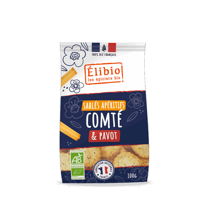 Sablés apéritifs comté et pavot 100gr - Fabrication France - Elibio